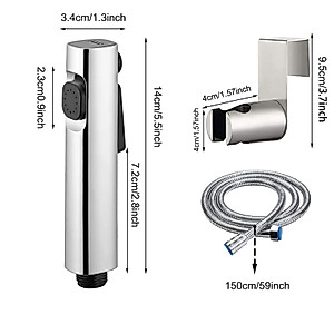Bidet Hand Held Shower Set Dual Jet Mode Nozzle ABS Plastic Baby Cloth Diaper Spray Set with Faucet Dispenser Spring Hose Wall Mount Bracket