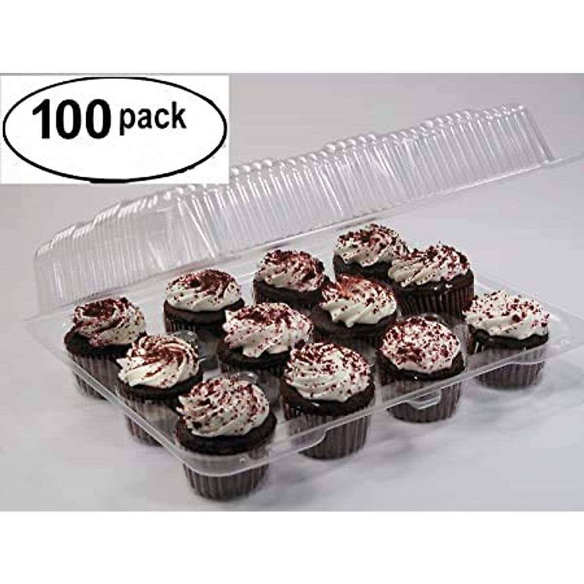 case of 100 12 Compartment Cupcake Container with Hinged Lid Clear 12 cavity cupcake container disposable plastic cupcake boxes 12 Compartment Cupcake Containers