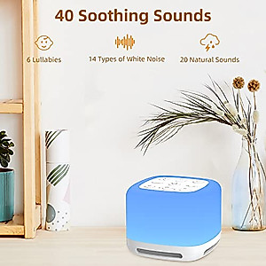 White Noise Sound Machine for Adults Baby & Night Light & Wireless Speaker 3 in 1, Portable White Noise Machine with 40 Soothing Sounds and 8 Colors Light for Sleeping, Relaxation, Privacy, Study