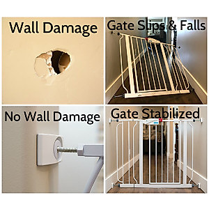 Wall Nanny Extender - 2.5 Inch Baby Gate Extension Kit (Made in USA) Extends Pressure Mounted Gates + Protects Walls + Stabilizes Gate - for Child, Pet & Dog Gates, Works on Stairs, Protector (4 Pack)