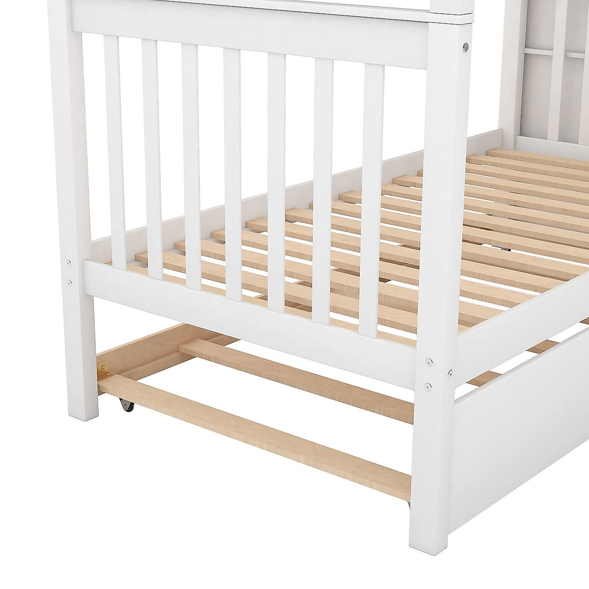 Harper & Bright Designs Bunk Beds Twin Over Twin Size, Solid Wood Bunk Beds with Trundle and Stairs for Kids,Teens,Adults (White, Bunk Bed with Trundle)
