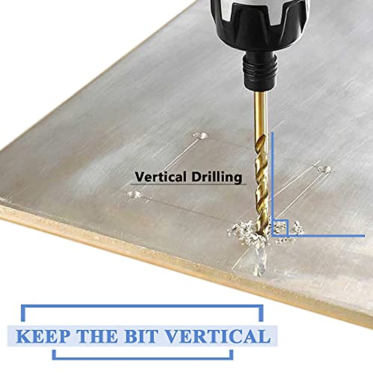 Mesee 13 Pieces Titanium Coated HSS Twist Drill Bit Set, Hex Shank High Speed Steel Drill Bits 1.5mm-6.5mm Quick Change Woodworking Drilling Tool