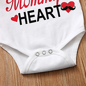 Minseng Direct Baby Boy Valentine's Day Outfit Newborn King Of Mommy Heart Bodysuit (Red,0-3 Months)