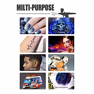 Anesty AHPPro High Pressure Cordless Airbrush Kit, Portable Airbrush Compressor,Connect Air hose Compressor for Makeup,Cake Decoration,Barber, Painting Model,Painting Nail Black