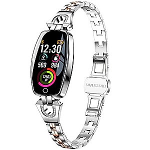 Exquisite Smart Watch, Fitness Tracker with Blood Pressure/Heart Rate/Sleep Monitor for Women, Silver