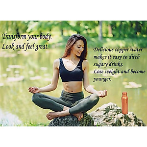 INDTRESOR Pure Copper Water Bottle - Handcrafted - Ayurveda health benefits - Large 35 oz - Leak proof - Easy to carry for Sports, Fitness, Yoga, School -Glade Pattern Natural Copper Finish