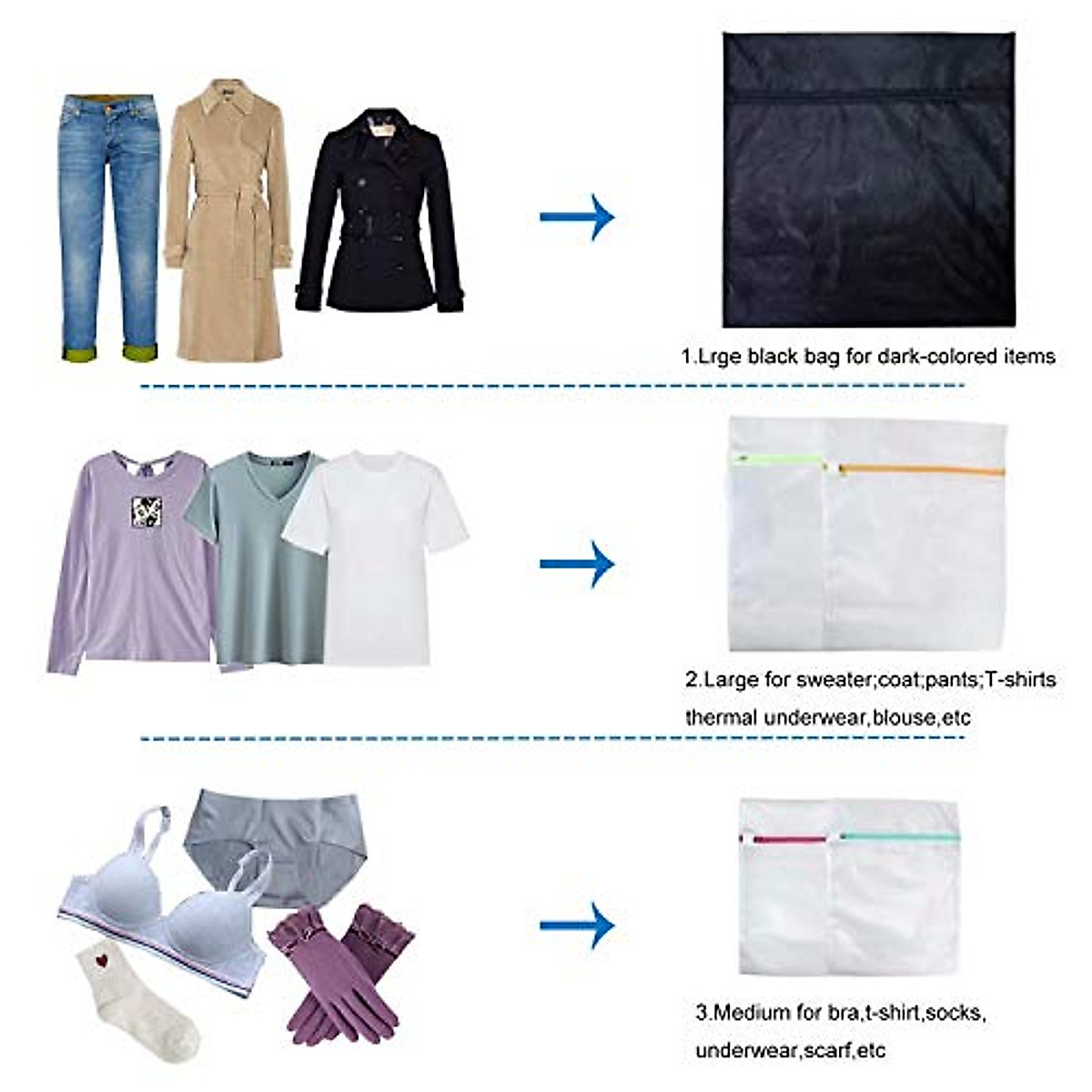 【5Pcs】Mesh Laundry Bags , Lingerie Bags for Laundry,Clothing Washing Bags ,Wash Bags for Washing Machine,Blouse, Hosiery, Underwear, Bra, Travel Organize Bag 3 sizes + 5 Laundry balls(Random Color)