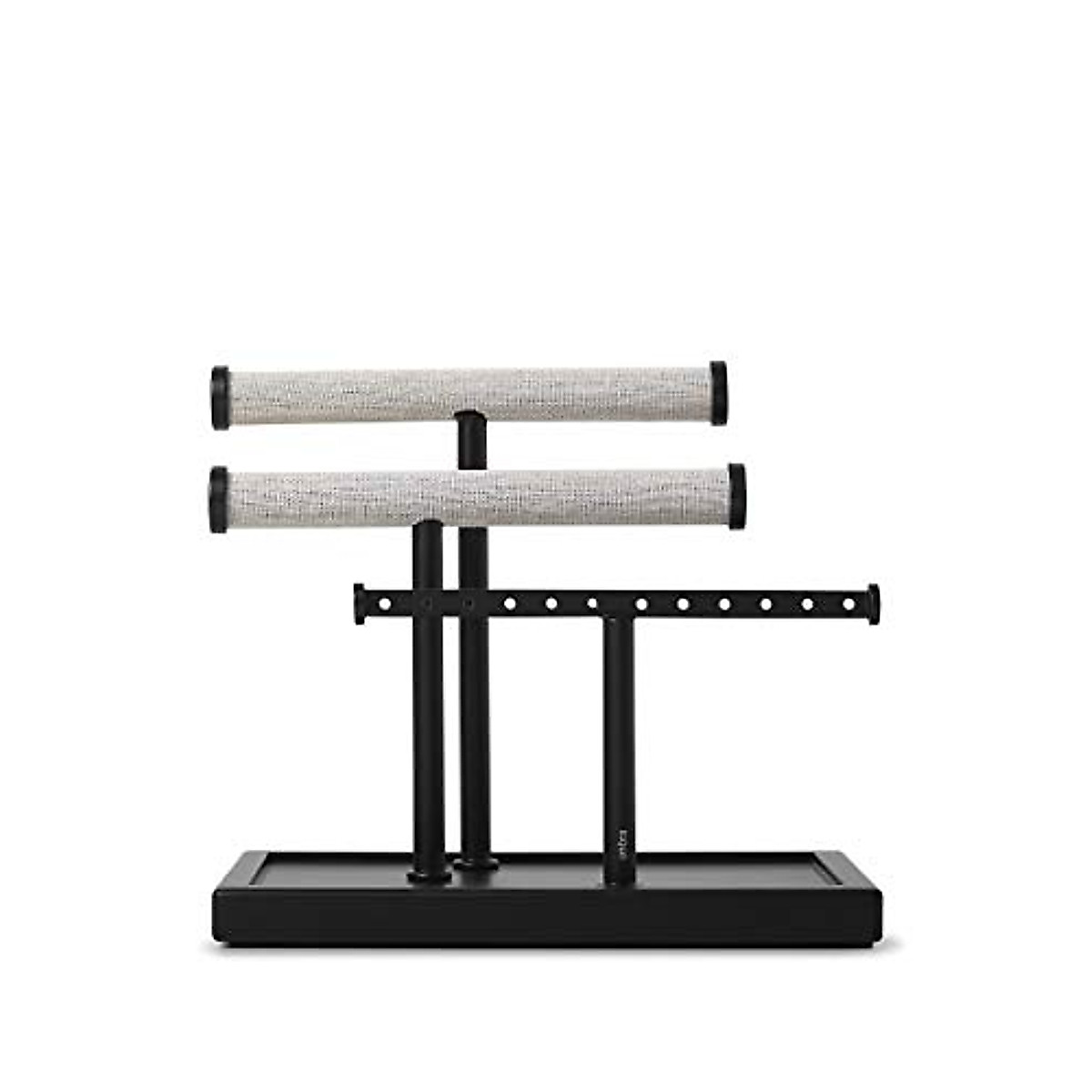 Umbra Trigem Hanging Jewelry Organizer Tiered Tabletop Countertop Free Standing Necklace Holder Display, Small, Black Walnut