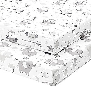 Mini Portable Crib Sheets Fitted for 24 x 38 Inch Mattress – Compatible with Dream on Me, Delta Porta Crib and Arms Reach Ideal Cosleeper – 2 Pack