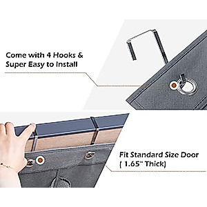 SLEEPING LAMB 28 Breathable Mesh Pockets Over The Door Shoe Rack Hanging Shoe Organizer for Closet Shoe Holder for Men Sneakers, Women Heels, with 4 Metal Hooks, Grey