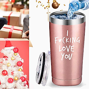 Mamihlap I Fuking Love You Travel Mug Tumbler.Funny Valentine's Day Anniversary Birthday Christmas Day Gifts for Men Women Wife Husband Boyfriend Girlfriend(20 oz Rose Gold),(X18-1)