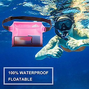 HEETA 2-Pack Waterproof Pouch with Waist Strap, Transparent Screen Touchable Dry Bag Bundle with 5-Pack Clear Waterproof Dry Bag, Water Tight Cases Pouch Dry Bags