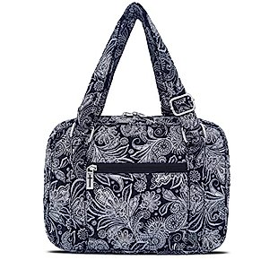 Lost Deer Bible Covers Adjustable Shoulder Straps Scripture Book Case Bags for Women, Black Floral Quilted Cotton Cloth Bible Case Extra Large 11.3x8.3x2.7 Inches