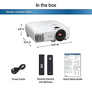 Epson Home Cinema 2250 3LCD Full HD 1080p Projector with Android TV, Streaming Projector, Home Theater Projector, 10W Speaker, Image Enhancement, Frame Interpolation, 70,000:1 contrast ratio, HDMI