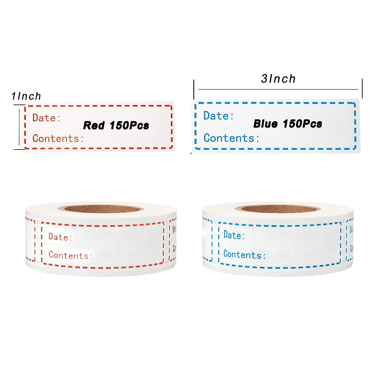 300pcs Removable Freezer Labels, Yoget 1 x 3 Inch Food Storage Stickers, Refrigerator Freezer Paper Label Easy Clean Leaves No Residue, 2 Color Food Labels Roll