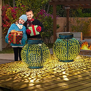 Solar Lantern Outdoor Lights Waterproof Garden Hanging Lights for Patio,Outside Valentine's Day Gift Birthday Gifts Mother's Day Gifts [Set of 2]