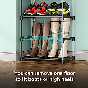 ciecie Shoe Rack for Closet and Entryway, 10 Tiers Shoe Shelf Organizer and Storage for 20-24 Pairs of Shoes and Boots, Space Saving Shoe Shelf with Anti-Tip Anchors Kit