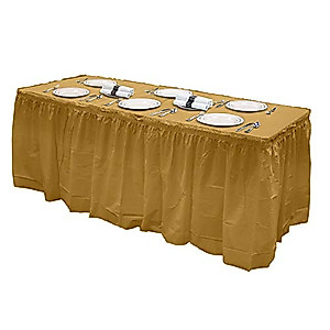 Party Essentials Plastic Table Skirt, 2-Count, 29" W x 8' (96") L, Metallic Gold