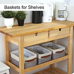 HNZIGE Small Storage Baskets for Organizing(6 Pack) Fabric Baskets for Shelves, Closets, Laundry, Nursery, Decorative Baskets for Gifts Empty (White&Gray, 11.8" x 7.8" x 5.1")