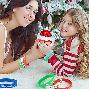 Coogam 40PCS Christmas Silicone Bracelets, Xmas Rubber Wristbands Accessories Gift for Kids Adults Stocking Stuffers, New Year Holiday Decoration Wrist Band Party Supplies Favors