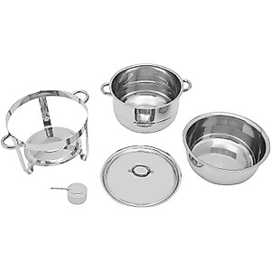 14.2 Qt 13.5L 2 Tier Chafing Dish Buffet Set with Stainless Steel Lid, Round Chafers and Buffet Warmers Sets with Food and Water Trays for Catering, Parties, Hotels and Weddings, Gold, 1 Pack