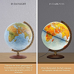 Waypoint Geographic Lugano Globe, 12" Illuminated Blue Ocean-Style Globe, Up-to-Date Globe, Reference Globe, Decorative World Globe For Home and Office Decor