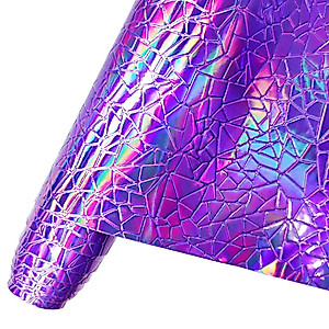 HYANG Mirror Embossed Metal Water Cube Lavender PU Faux Leather Sheets 1 Roll 12"X53"(30cmX135cm), Faux Leather Very Suitable for Leather Earrings, Bows, Handbag ，Sewing ，Crafts Making