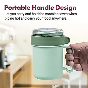 Chiir Microwave Soup Mugs with Lids, Microwave Safe Mug for Ramen Noodles, Soup, Beverages, 17.63 Ounces, Green