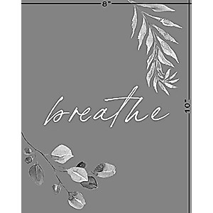 Relax, Breathe, Unwind Bathroom Wall Decor - Set of 3-8"x10" UNFRAMED Prints - Modern, Minimal, Boho, Zen Black And White Art - Bathroom Wall Art (Grey Background)