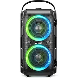 W-KING Loud Bluetooth Speakers with Subwoofer, 80W Party Portable Outdoor Speakers Bluetooth Wireless -Deep Bass, Huge 105dB Sound, Mixed Color Lights, 24H Play, AUX, USB Play, TF Card, Non-Waterproof
