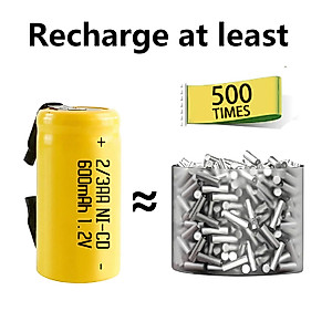 Odstore AA Ni-Cd 1.2V 2/3AA 600mAh Rechargeable Battery - 12pcs yellow