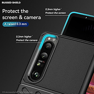 DFTCVBN Phone Case for Xperia 1 III Case, Sony 1 III XQBC62/V Case with Screen Protector, Military Grade Shockproof Rugged Shield Anti-Scratch Soft TPU Back Cover Cases for Sony Xperia 1 III Black