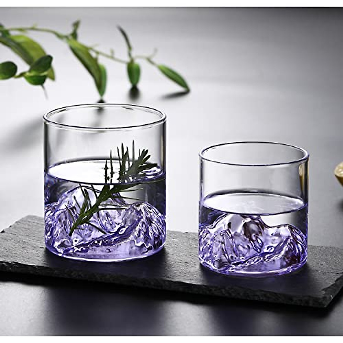 Purple Vintage Japanese style Mountain Whiskey Glass,Rocks Glasses in Gift Box,Glass for Drinking Bourbon,Scotch,Cocktails or Tea,The art of drinking