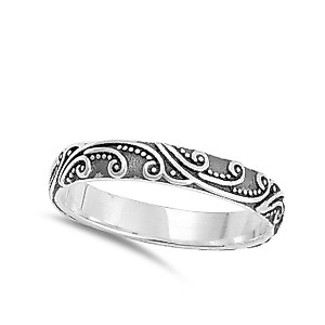 Swirl Bali Eternity Stackable Cute Ring New .925 Sterling Silver Band Size 6