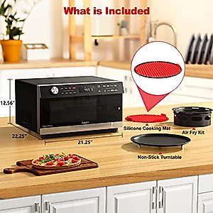 Galanz GTWHG12S1SA10 4-in-1 ToastWave with TotalFry 360, Convection, Microwave, Toaster Oven, Air Fryer, 1000W,1.2 Cu.Ft, LCD Display, Cook, Sensor Reheat, Stainless Steel