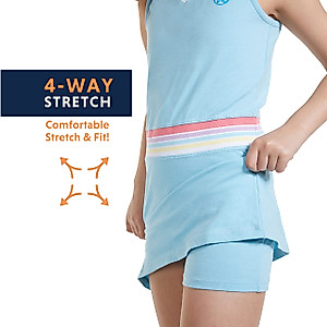 Street Tennis Club Girls Tennis Dress & Golf Outfit, Athletic Skirts Dress with Built-in Shorts - Girls Active Golf and Tennis Clothes Blue Medium (8-9 Years)