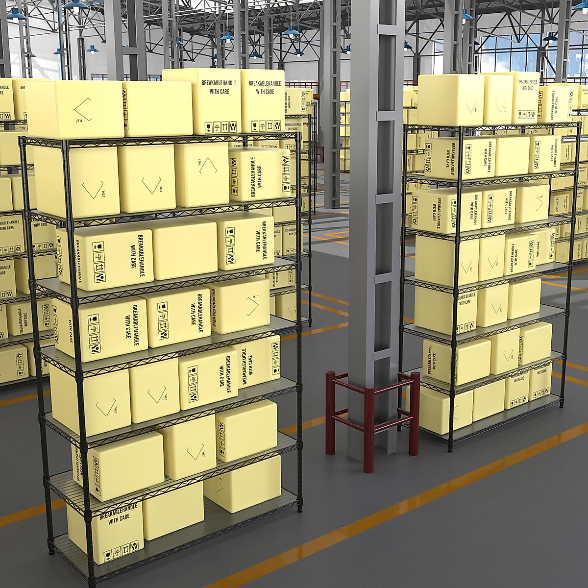 Fulocseny 7 Tier NSF Storage Rack, 2450lbs Capacity Heavy Duty, Metal Wire Shelving Units with 4 Wheels & Shelf Liners for Balcony Supermarket and Warehouse, 82" H x 48" L x 18" W Black