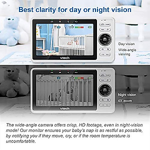 VTech Upgraded Smart WiFi Baby Monitor VM901, 5-inch 720p Display, 1080p Camera, HD NightVision, Fully Remote Pan Tilt Zoom, 2-Way Talk, Free Smart Phone App, Works with iOS, Android