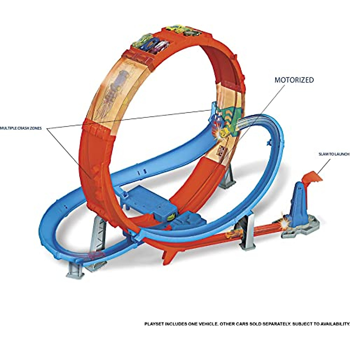 Hot Wheels Toy Car Track Set Massive Loop Mayhem, 28-in Tall Loop, Powered by Motorized Booster, 1:64 Scale Car