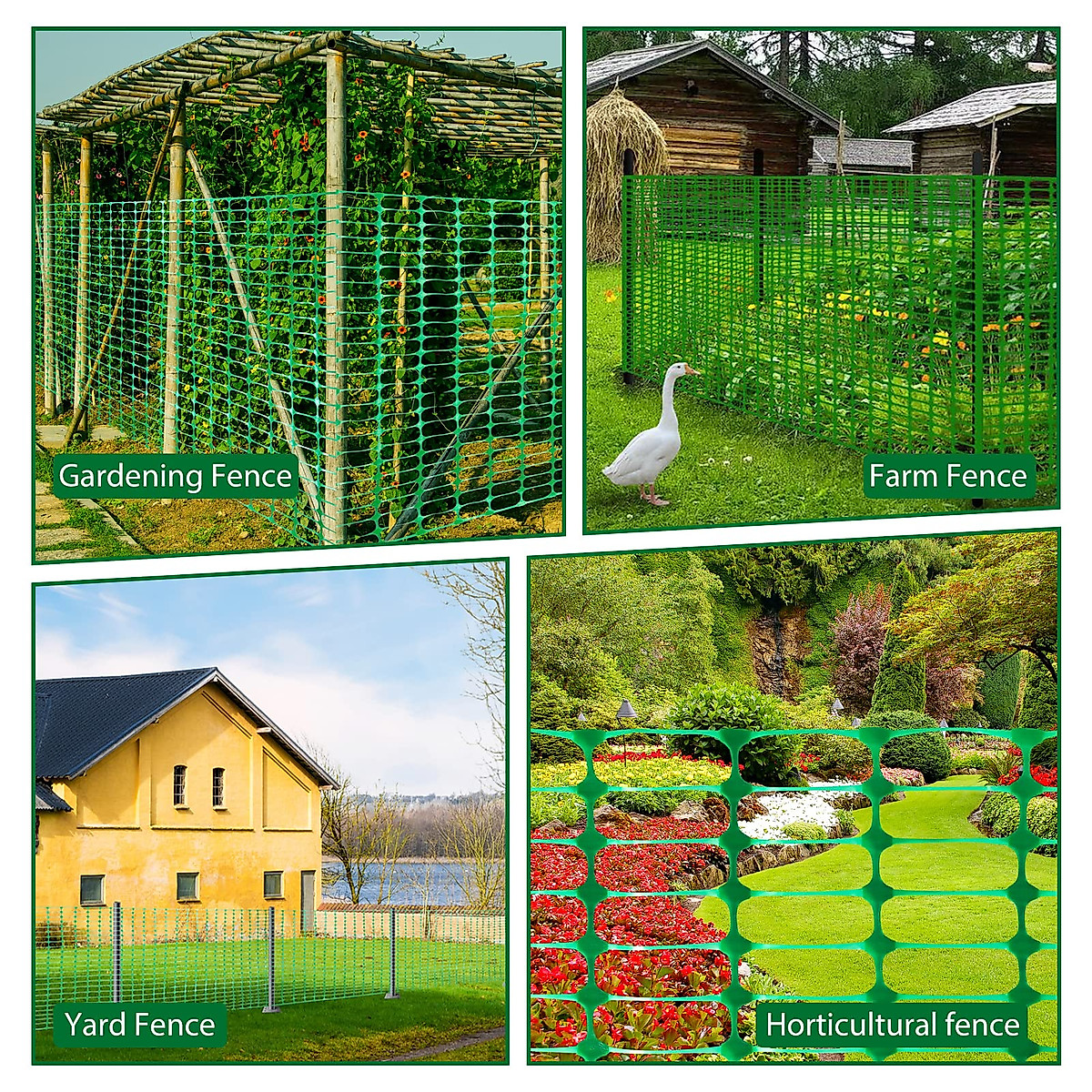 Safety Fence Plastic Mesh Fencing Roll,1 Roll with 25 Steel Stakes, Temporary Reusable Netting for Pool Fence, Garden, Construction