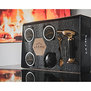 Cocktail Smoker Kit with Torch – 6 Flavors Wood Chips – Sphere Ice Mold, Bourbon, Whiskey Infuser Kit, Old Fashioned Drink Birthday Bourbon Whiskey Gifts for Men, Dad, Husband (Without Butane)