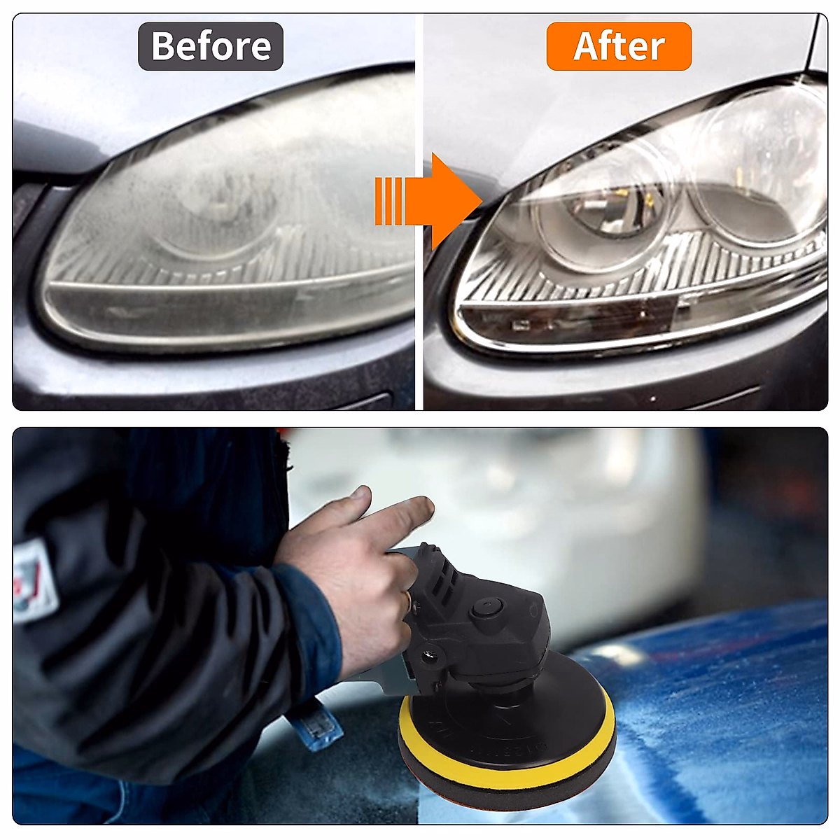 Pomsare 45PCS 5 Inch Wet Dry Sanding Discs Kit with Hook and Loop Backing Pad 5/8-11 and Foam, Angle Grinder Drill Sanding Attachment, Sander for Drill 400 to 5000 Grits Sandpaper for Wood Metal Car