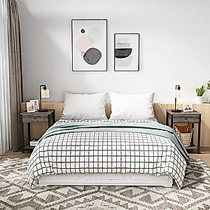 Ecoprsio Nightstand Modern End Table Side Table with Drawer and Storage Shelf Wood Night Stand Bedside Table for Bedroom, Living Room, Sofa Couch, Hall, Easy Assembly, Grey