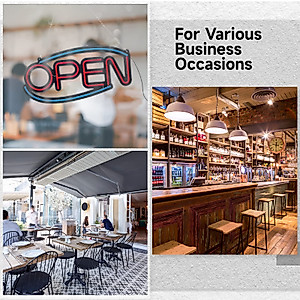 LED Neon Open Sign for Business, YHomU 24" x 12" Large LED Business Neon Open Sign, Remote Control Bright Light Sign with Dimmer & 8 Dynamic Effects, Business Open Sign for Cafes Stores