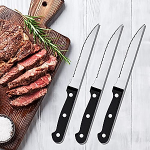 BEWOS Steak Knives Set of 16, Triple Rivet Steak Knives, Serrated Steak Knives, Stainless Steel Serrated Blades (4.5”), Sharp Knifes, Dinner Knives, Dishwasher Safe, Knives Set for Home, Restaurant