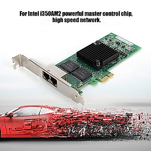 Zyyini i350-T2V2 i350AM2 PCI-Ex1 Dual Port Server Network Card RJ45 Dual Port Gigabit Network Adapter Gold Plated PCI-E Interface for Server, Internet Cafe, Data Center