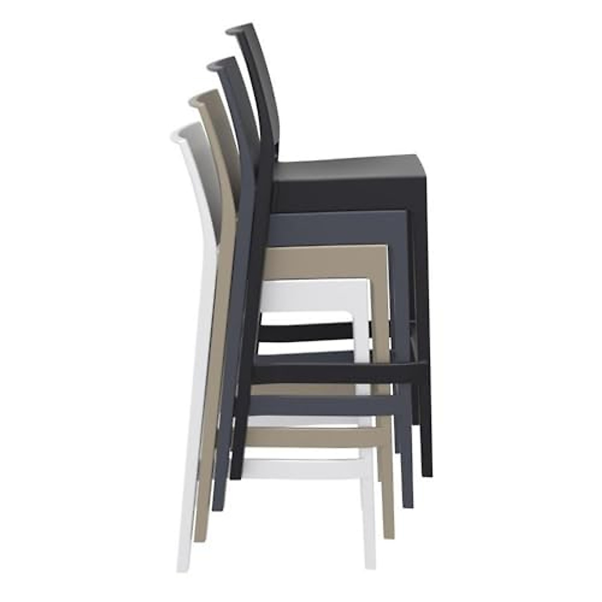 Home Square Resin 25.6" Counter Stool in Black - Set of 2