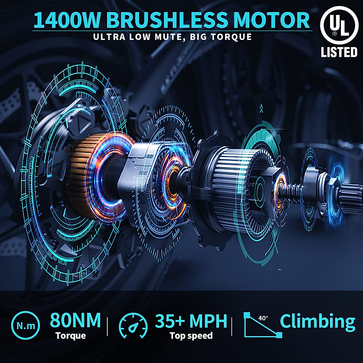 Freego Electric Motorcycle Dirt Bike for Adults, 1400W(Peak)/48V/22.5Ah, F2 Pro 20" x 4.0" Fat Tires Electric Bicycle, Top Speed 34MPH & 50Miles Ebike 7 Speed Dual Hydraulic Brake/Suspension