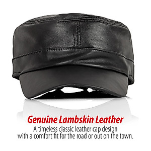 Casual Outfitters Solid Genuine Lambskin Leather Cap