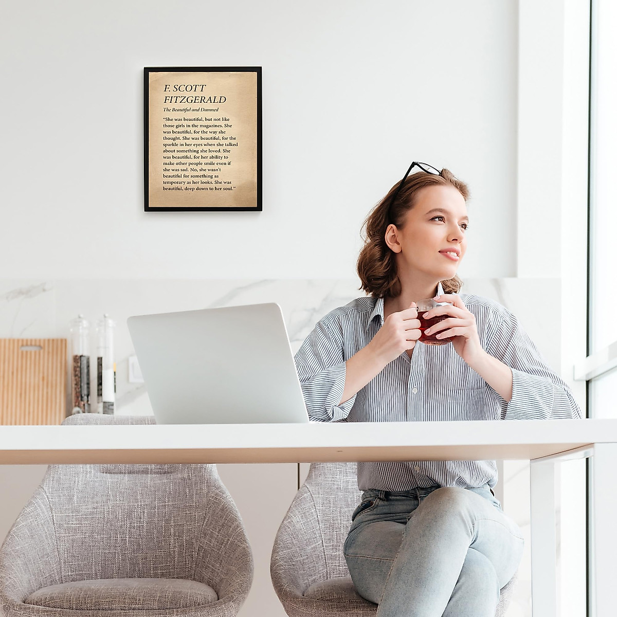 F. Scott Fitzgerald Quotes - "The Beautiful and Damned" Motivational Quote Wall Decor, Religious Wall Decor, Decorations for Home, Wall Art for Living Room, Wall Art Scripture, Unframed - 8x10